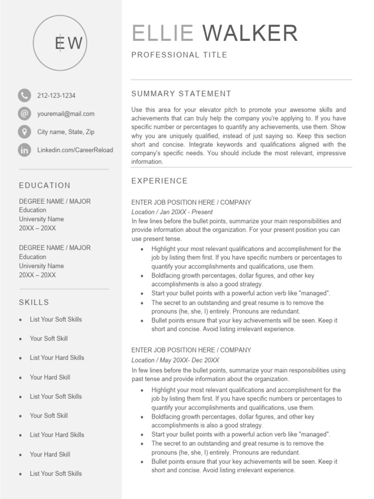 Resume Template Ellie | PDF | Résumé | Copyright