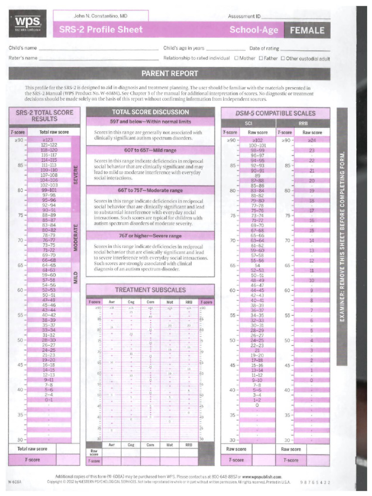 Social Responsiveness Scale | PDF