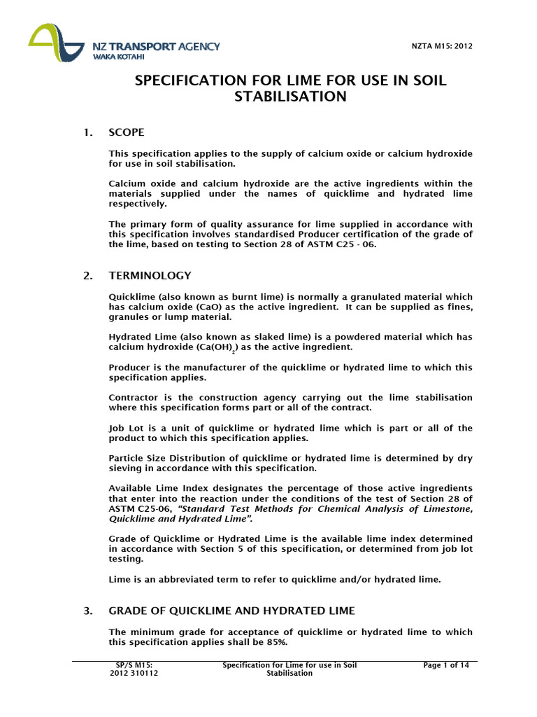 lime-for-use-in-soil-stabilisation | PDF | Lime (Material) | Materials