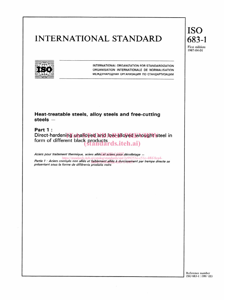 ISO-683-1-1987 | PDF | International Organization For Standardization | Steel