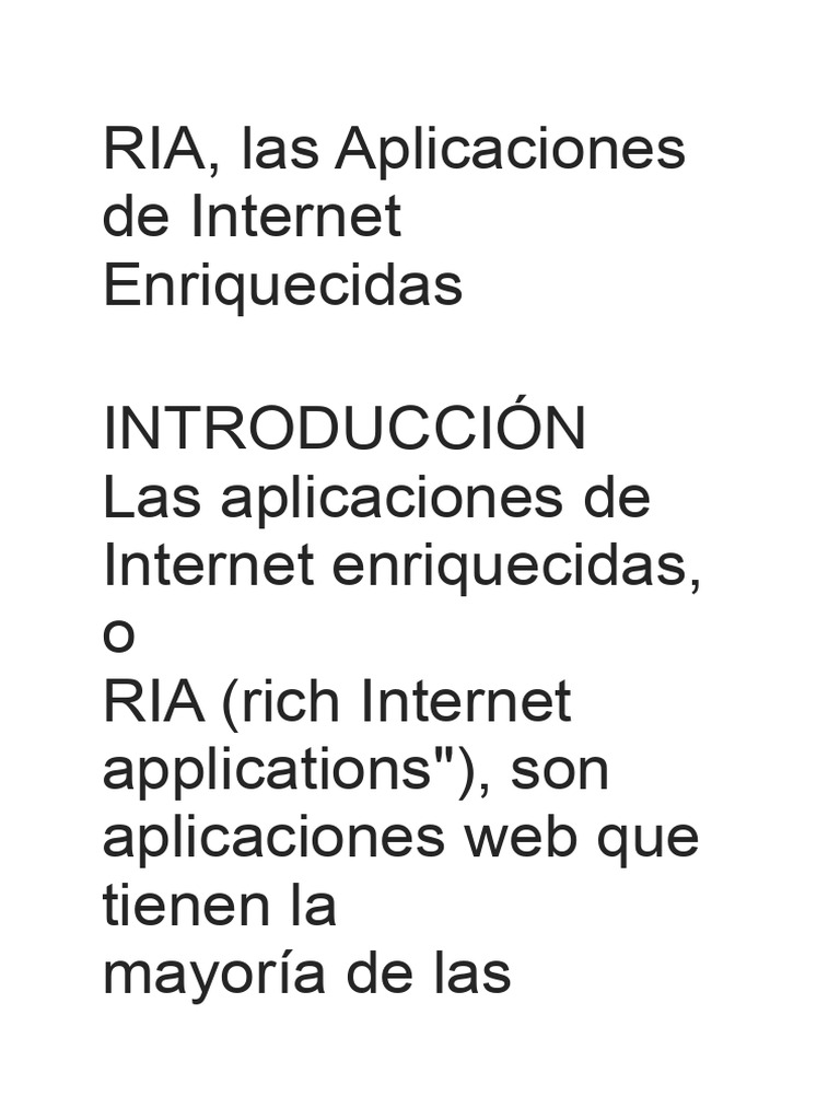 Aplicaciones de Internet RIA | PDF | Aplicación de Internet enriquecida | Internet