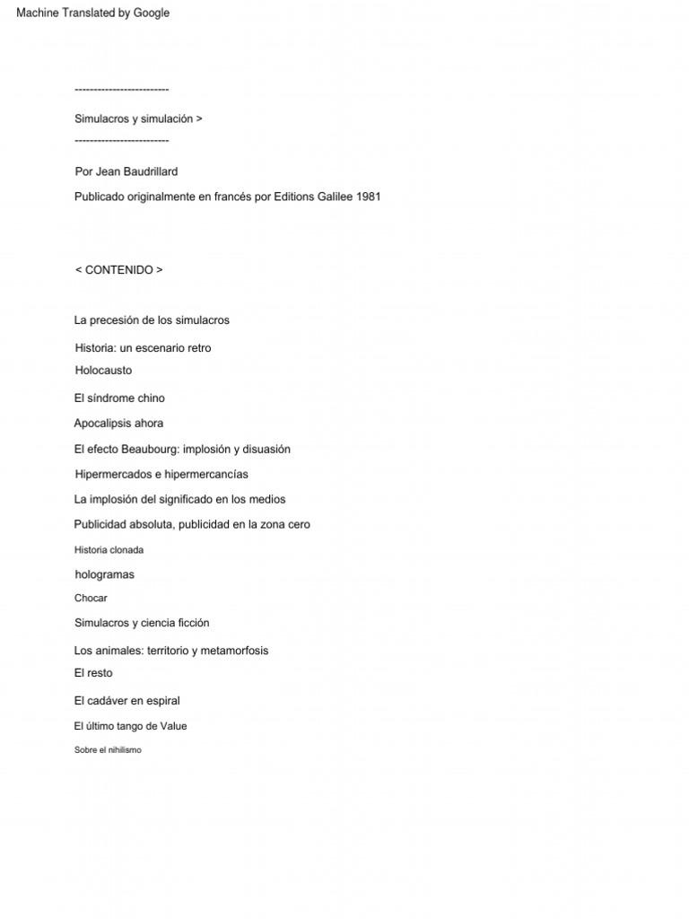 Simulacra and Simulation by Jean Baudrillard | PDF | Verdad | Moralidad