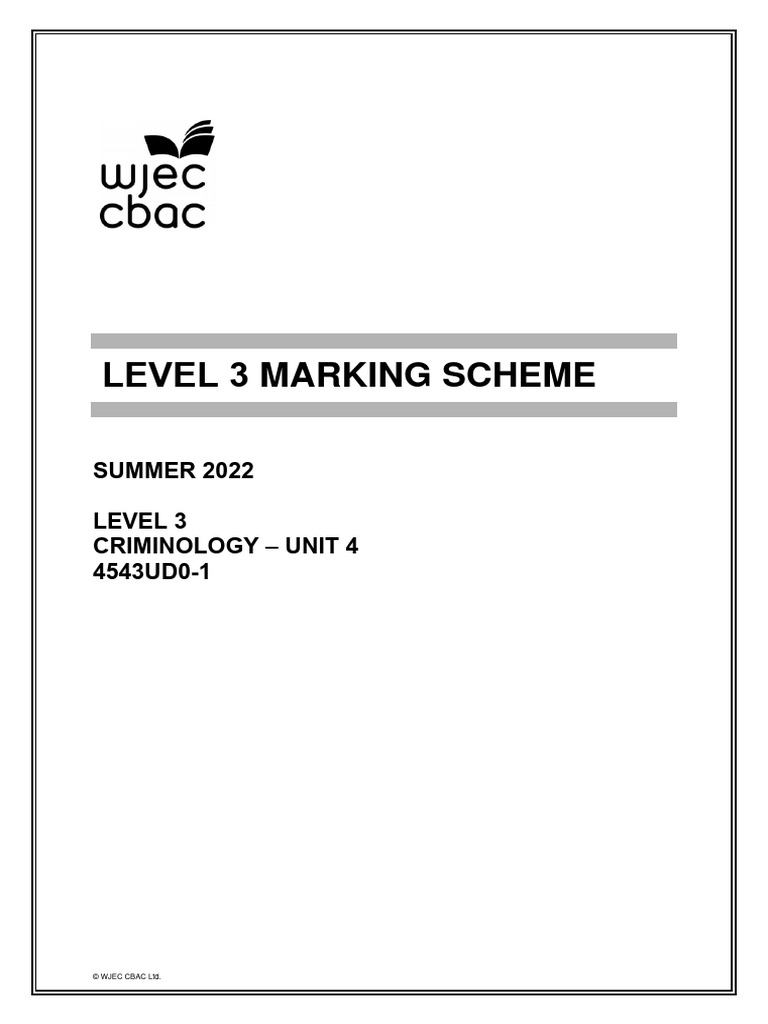 Level 3 Marking Scheme: SUMMER 2022 Level 3 Criminology - Unit 4 ...