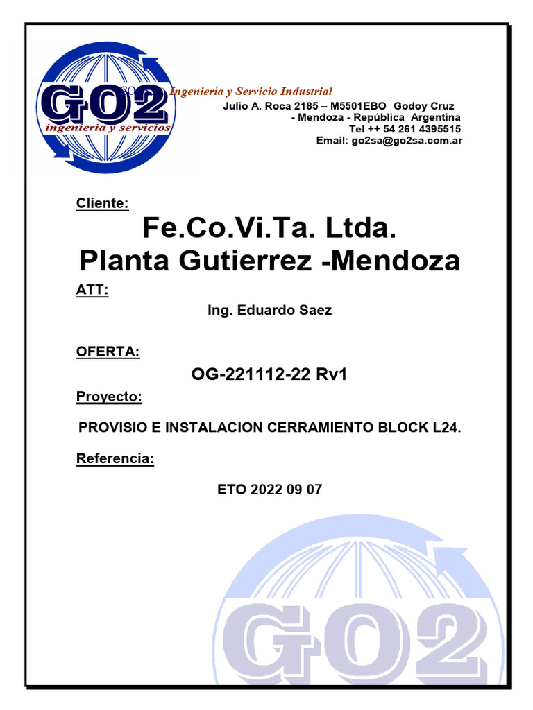 OG221112-22-Rev 1provisión Instalación Cerramiento Block L24 | PDF ...