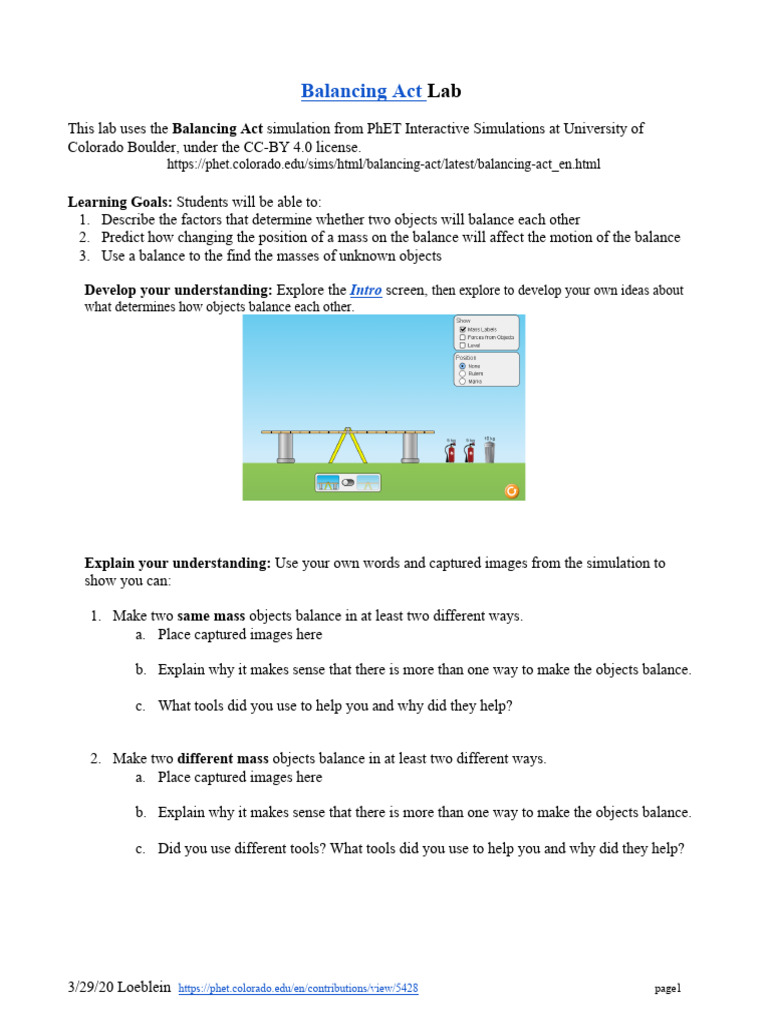 Balancing Act Lab | PDF | Simulation | Mass