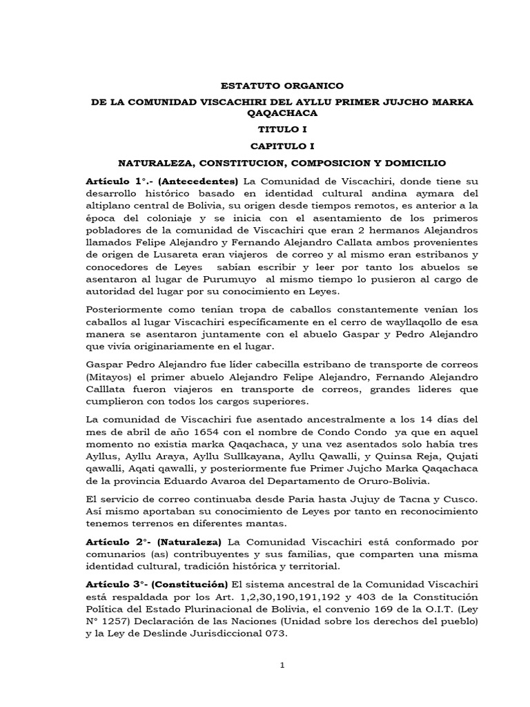 Estatuto Eliseo | PDF | Multa (pena) | Bolivia