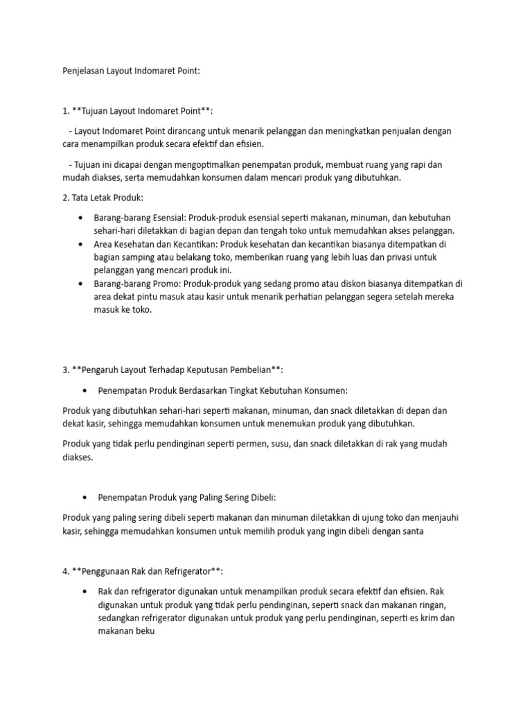 Penjelasan Layout Indomaret Point | PDF