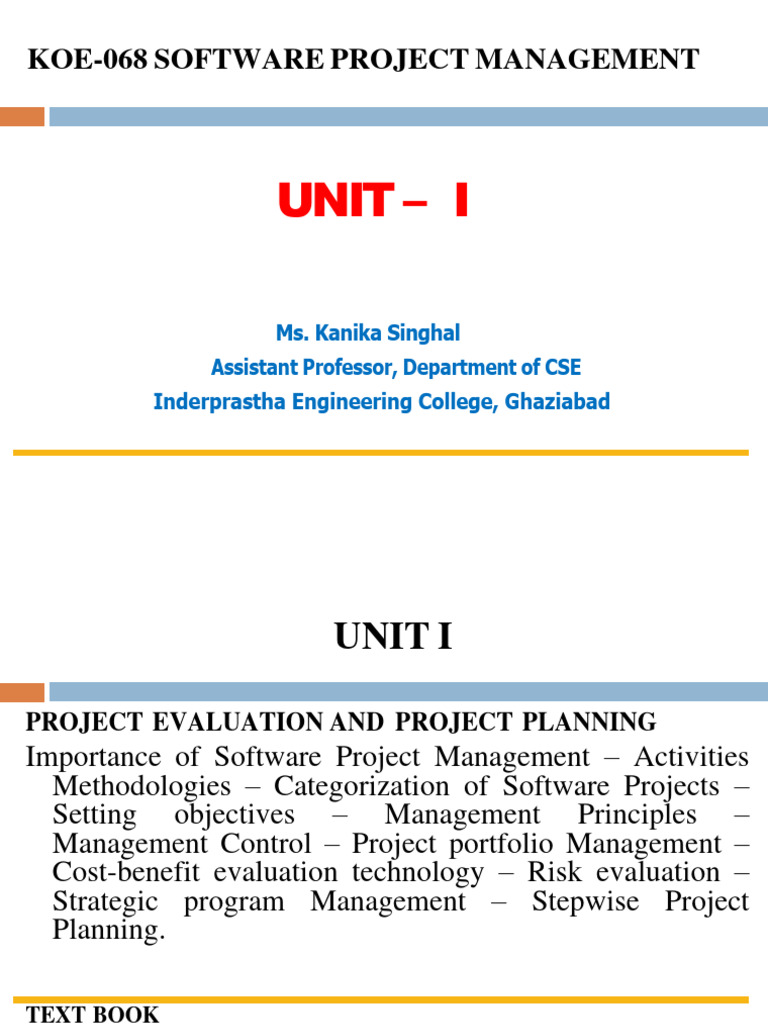 SPM_Unit-1 (1) | PDF | Cost–Benefit Analysis | Net Present Value
