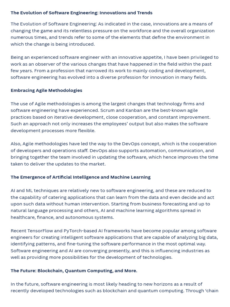 Evolution and Trends in Software Engineering | PDF | Artificial ...
