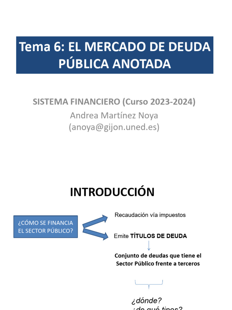 Presentación Tutoria Tema 6 2023-24 | Descargar gratis PDF | Deuda gubernamental | Deuda
