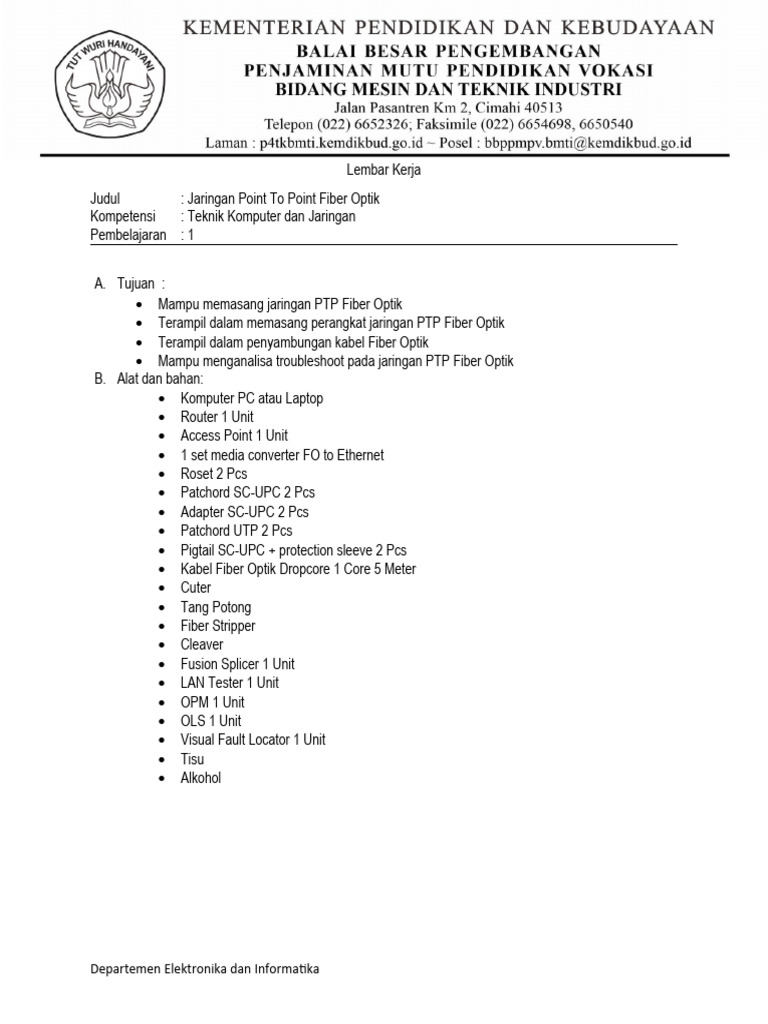 Instalasi Jaringan PTP Fiber Optik | PDF