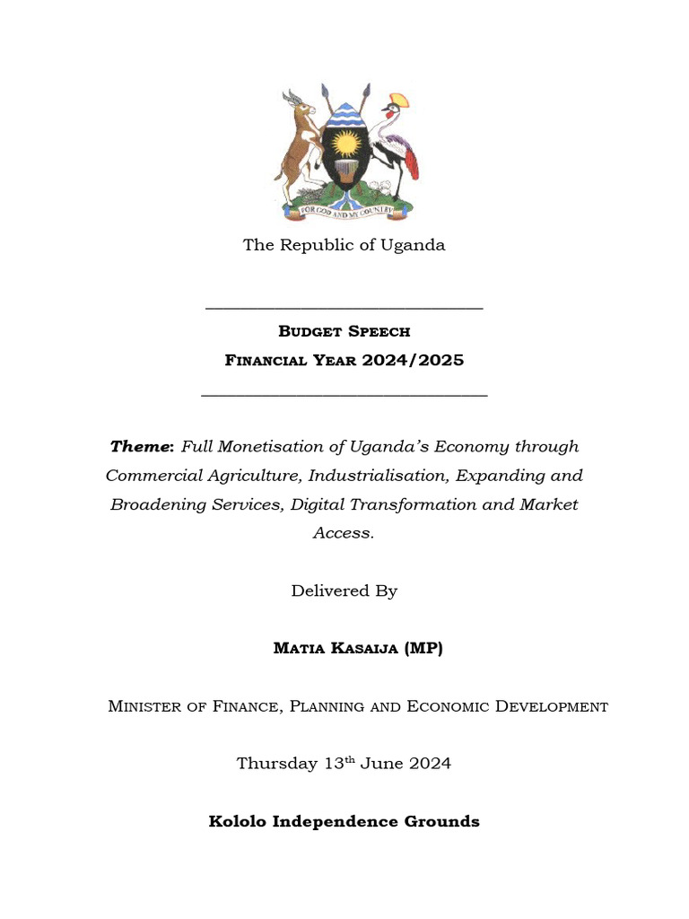 Uganda's 2024/25 Budget Overview | PDF | Economic Growth | Inflation