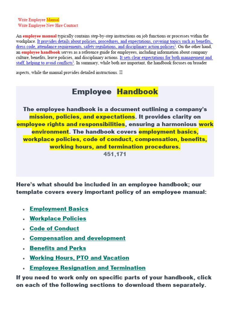B. Employee-Handbook-1 | PDF | Employment | Employee Benefits