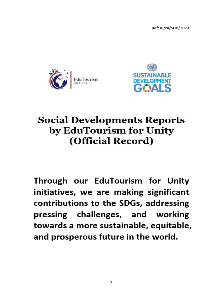 EduTourism for Unity: SDG Impact Report | PDF | Sustainability | Economies