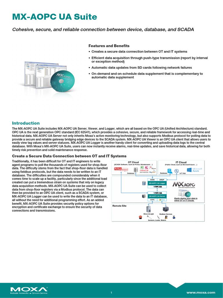 Moxa MX Aopc Ua Suite Datasheet v1.1 | PDF | Computer Network | Scada