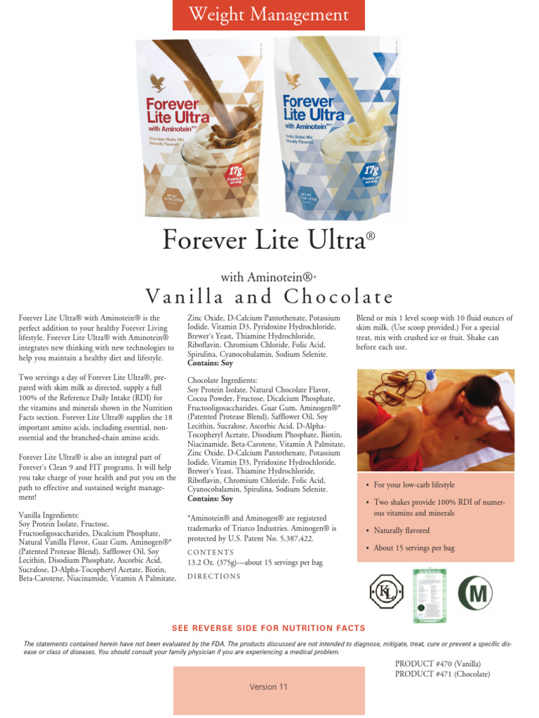 Forever_Lite_Ultra_Choc_and_Van_AMINOTEIN_Bag_ENG | PDF | Vitamin | Chocolate