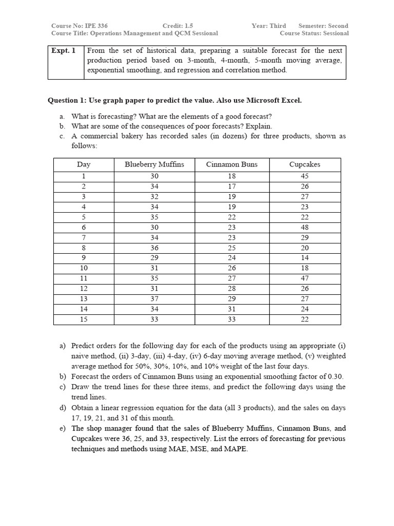 IPE 3204 Operations Management | Download Free PDF | Forecasting | Regression Analysis