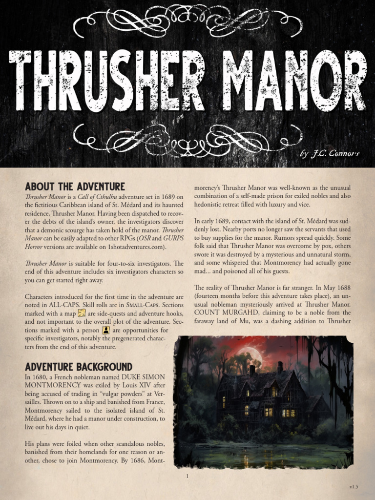 Thrusher Manor: A Cthulhu Adventure | PDF | Kitchen