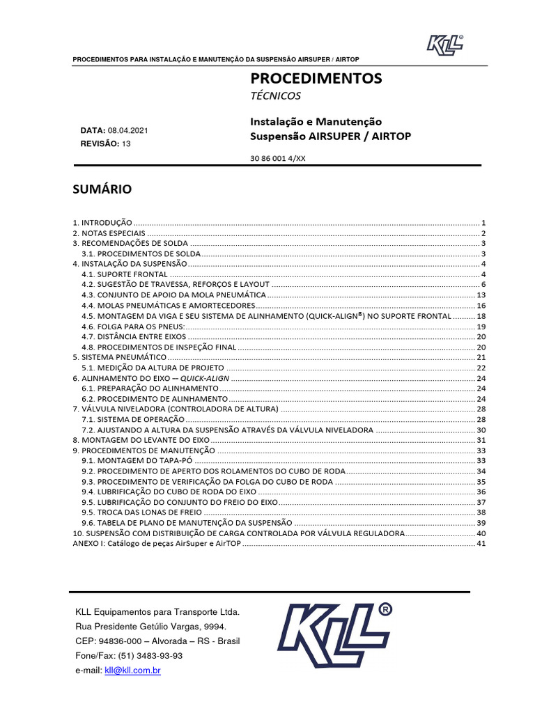 KLL Manual-De-Instalacao-Airsuper-E-Airtop | PDF | Pneu | Parafuso
