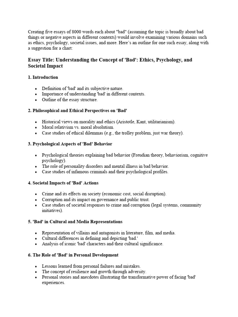 Essay Title: Understanding The Concept of 'Bad': Ethics, Psychology, and Societal Impact | PDF ...
