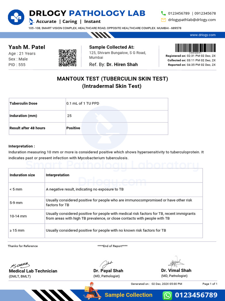 MANTOUX Test Report Format Example Sample Template Drlogy Lab Report ... MANTOUX Test Report Format Example Sample Template Drlogy Lab Report ...