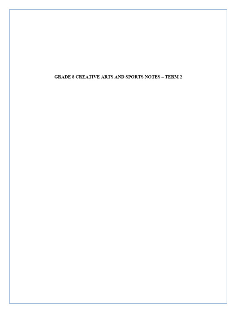 Grade 8 Creative Arts & Sports Notes - Term 2 | Download Free PDF ...