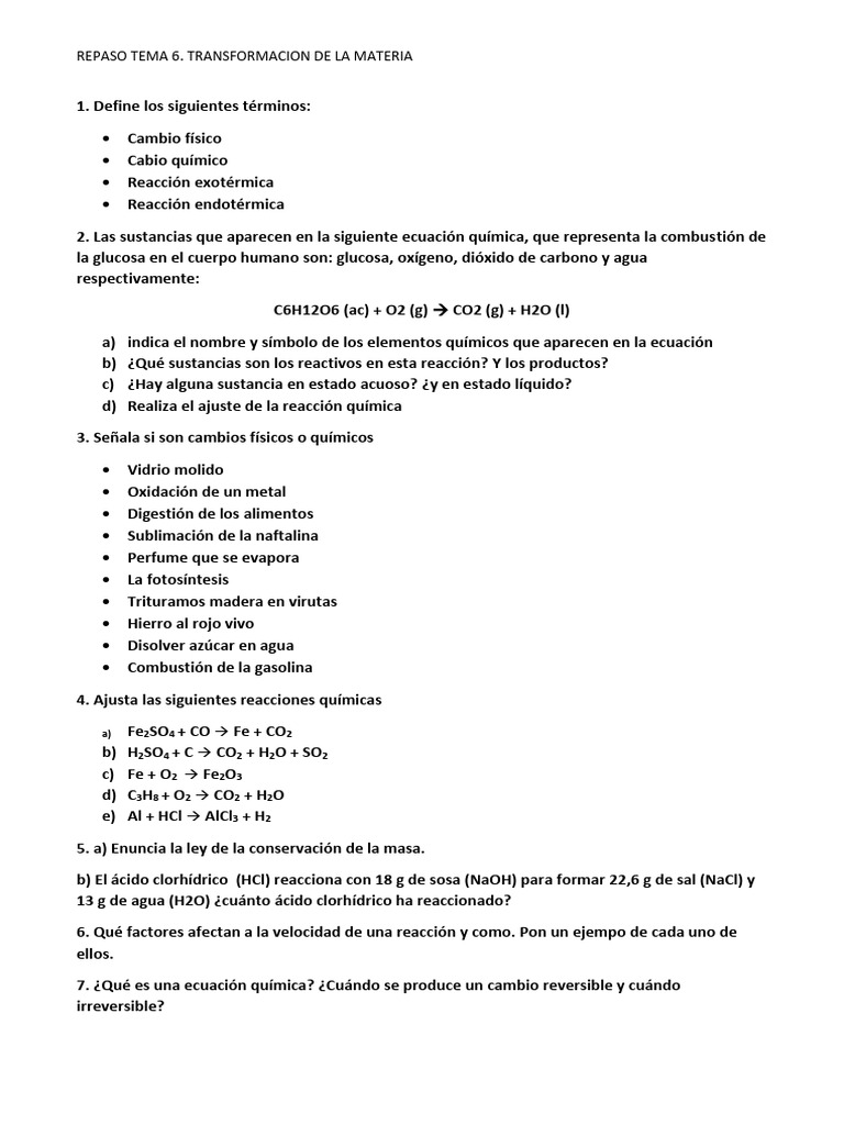 Tema 6 Fyq 2 Eso | PDF