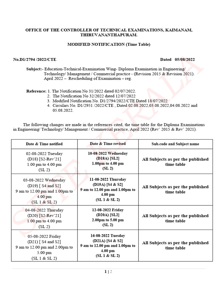 Modified Timetable Final | PDF