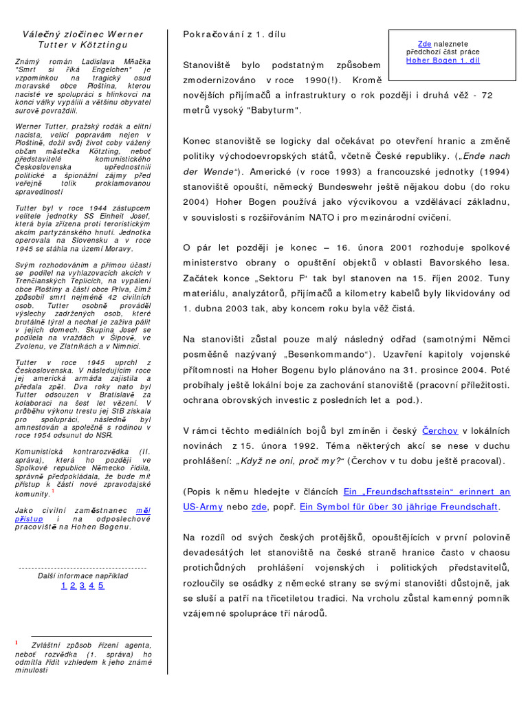 Elint-Station-Hoher-Bogen2 Cold War Sigint Towers | PDF