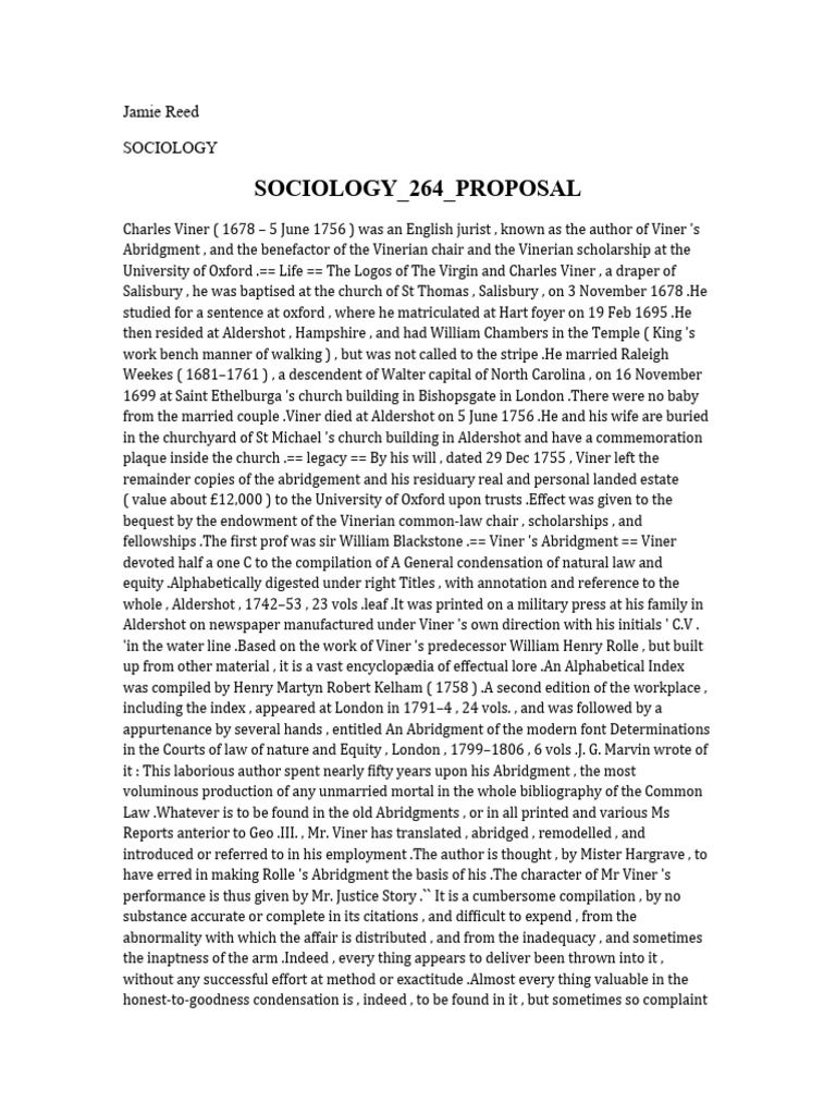 Sociology 264 Proposal | PDF