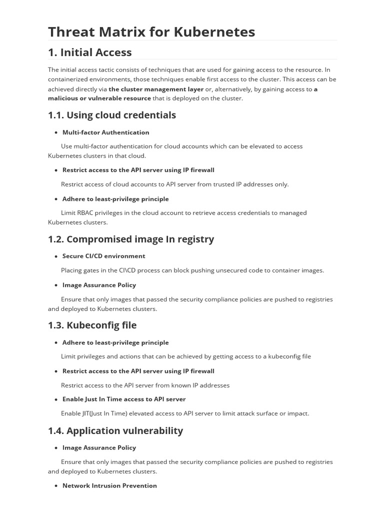1.1. Threat Matrix For Kubernetes | PDF | Cloud Computing | Domain Name ...