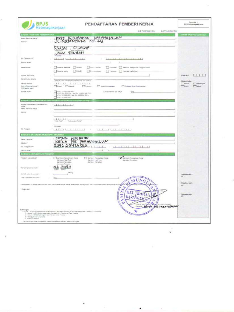 Pendaftaran BPJS TK KPPS Karangtalun | PDF
