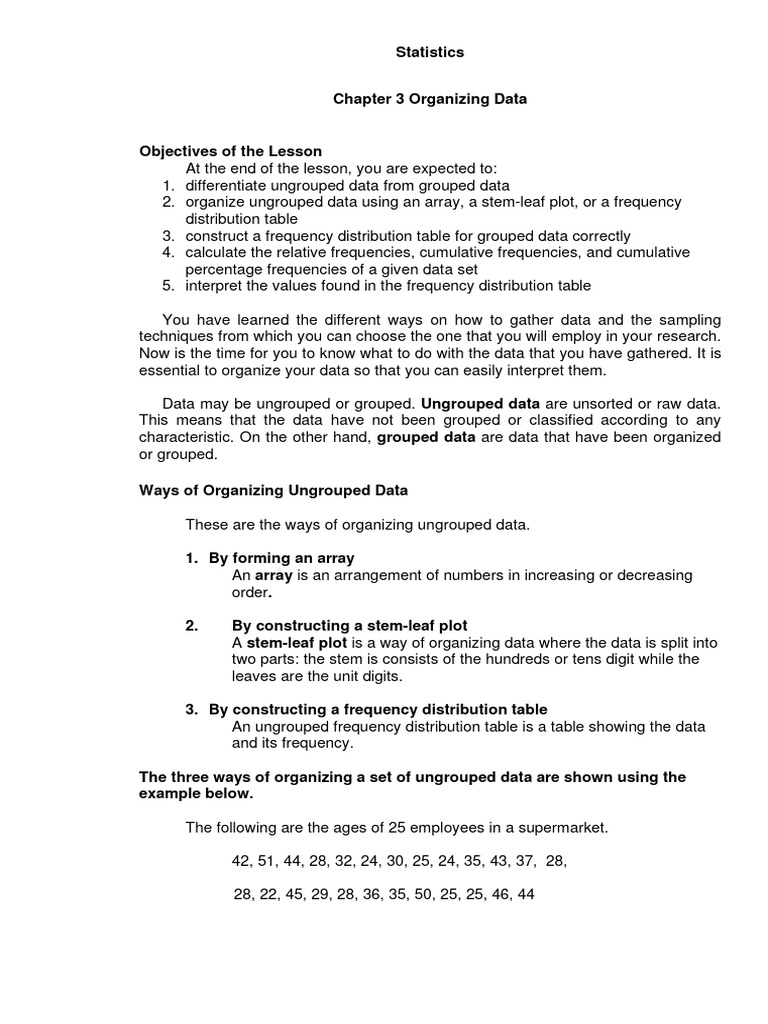 3 Organizing Data | PDF | Probability Distribution | Interval (Music)