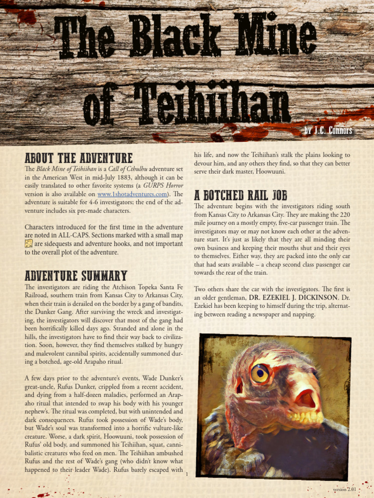 Black Mine of Teihiihan - CoC | PDF