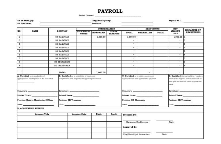 SK Payroll Template and Sample Format | PDF | Payroll | Employee Relations