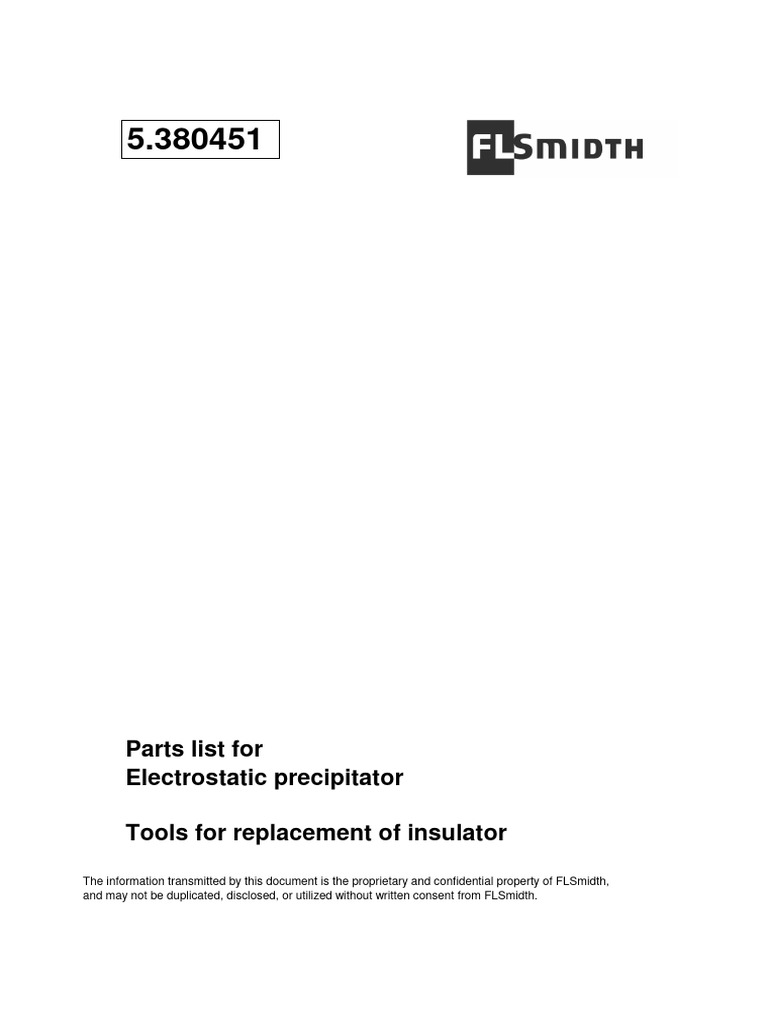 Parts List For Electrostatic Precipitator Tools For Replacement of ...