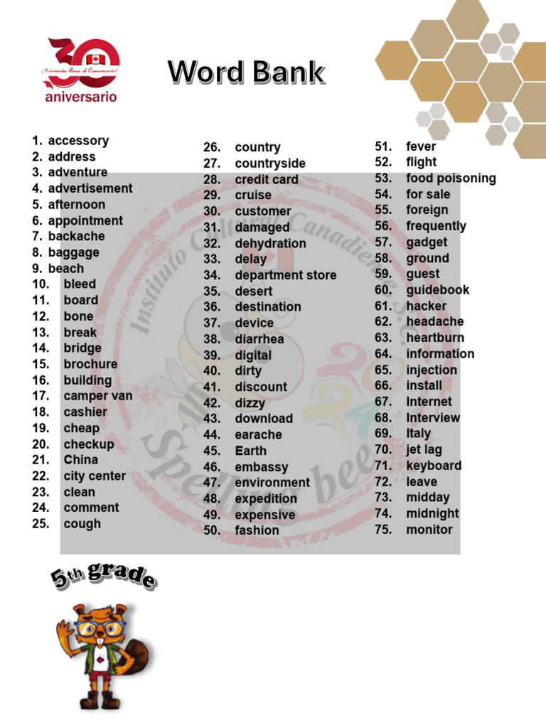 Vocabulary Spelling Bee 2024 5th Grade | PDF