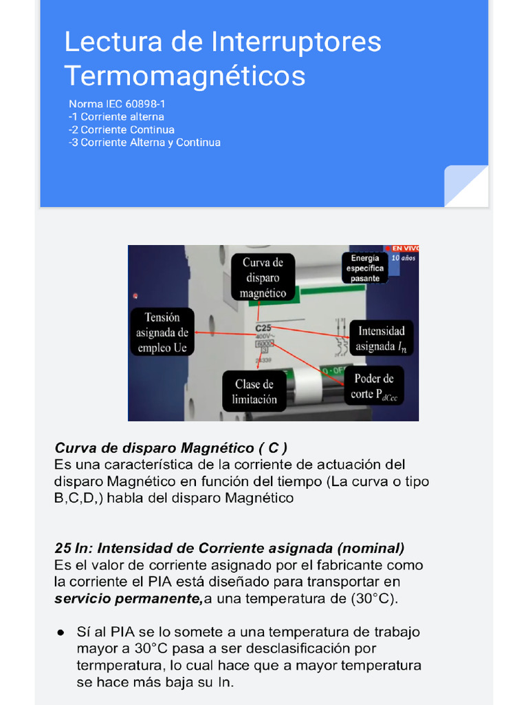 Lectura de Interruptores Termomagnéticos | PDF