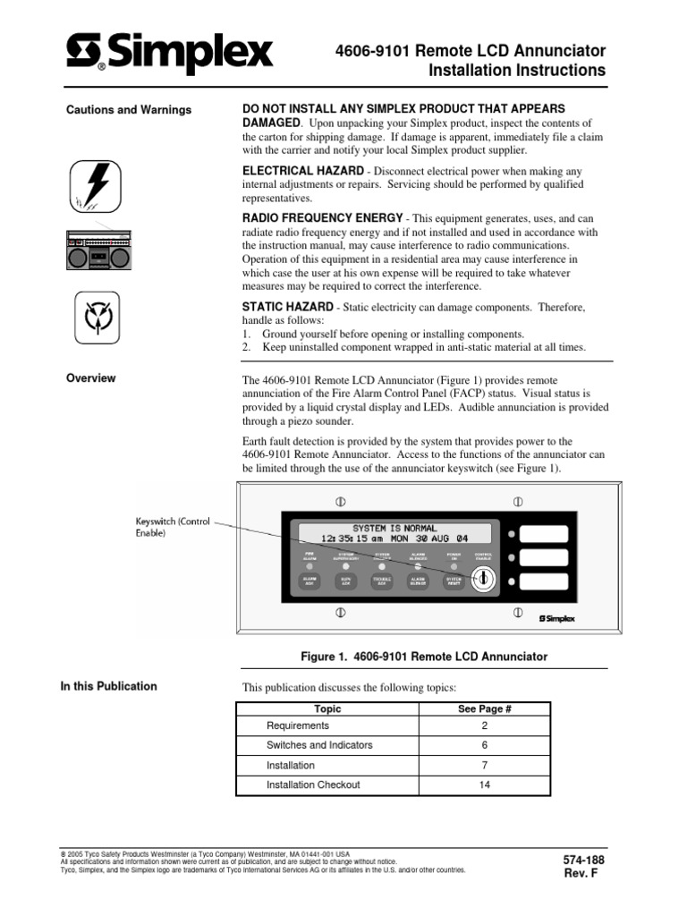 4606-9101 Remote LCD Annunciator Installation Instructions | PDF ...