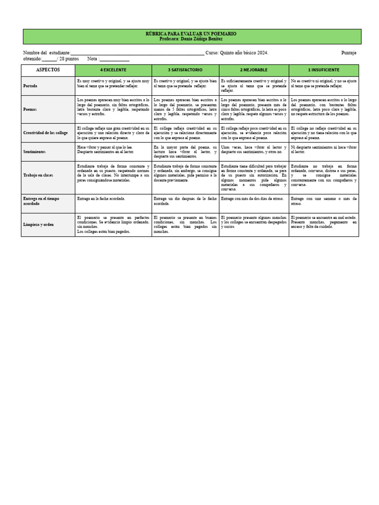 RÚBRICA POEMARIO | PDF
