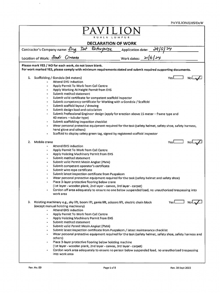 Declaration of Work (CMFCF) | PDF