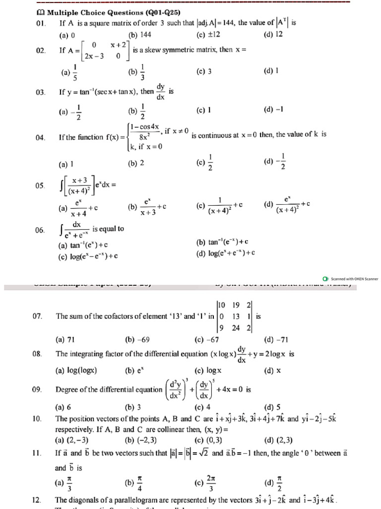 Mathematics Most Expected QS) | PDF