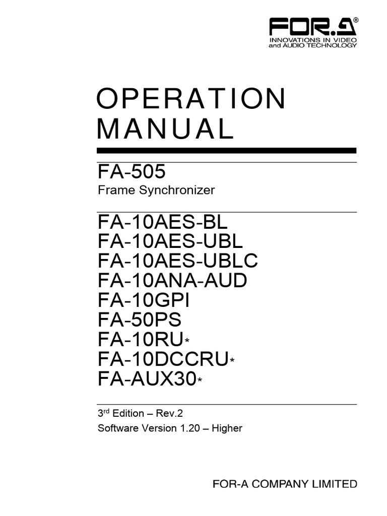 Fora Fa 505 Manual | Download Free PDF | Electricity | Manufactured Goods