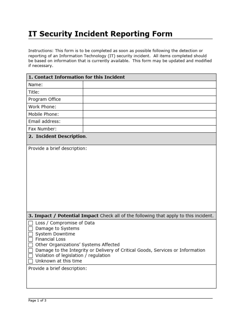 Security Incident Report Form | PDF | Computer Security | Security