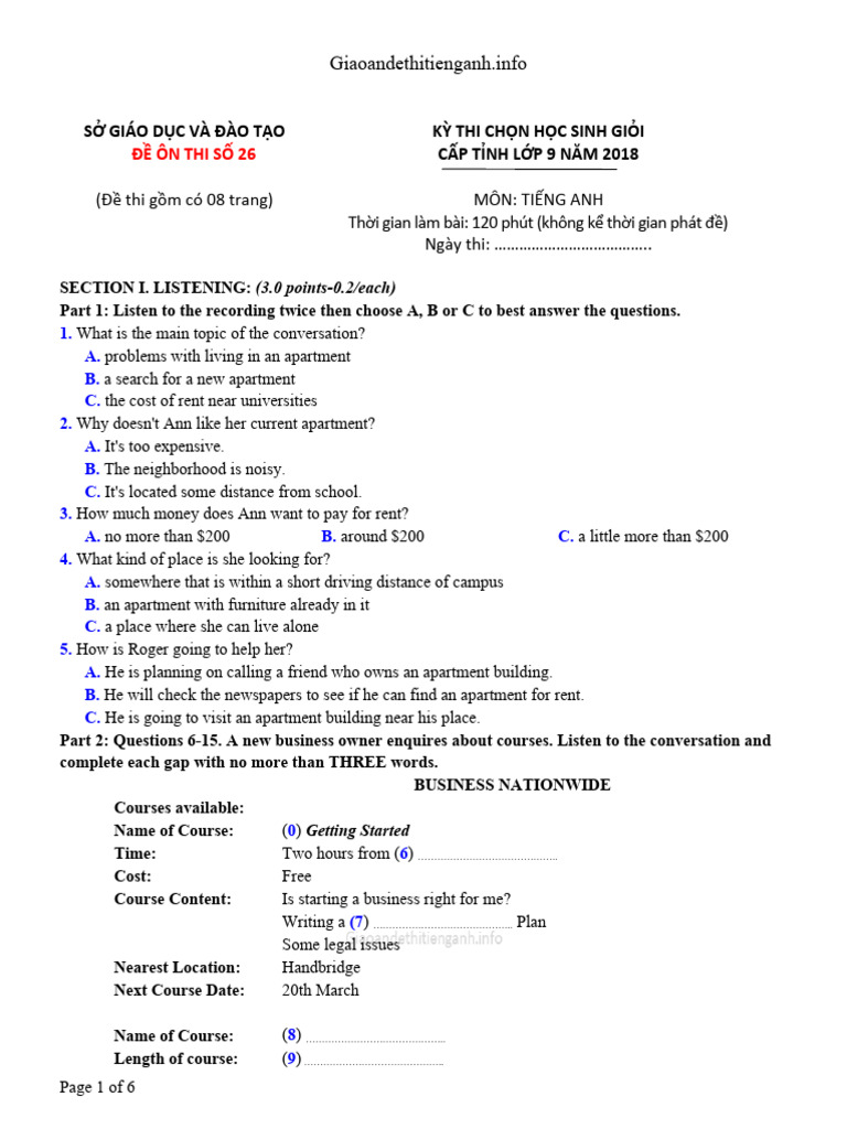 Đề Số 26-HSG Anh 9 | PDF | Raisin