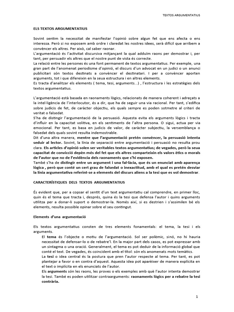 Els Textos Argumentatius Classroom | PDF