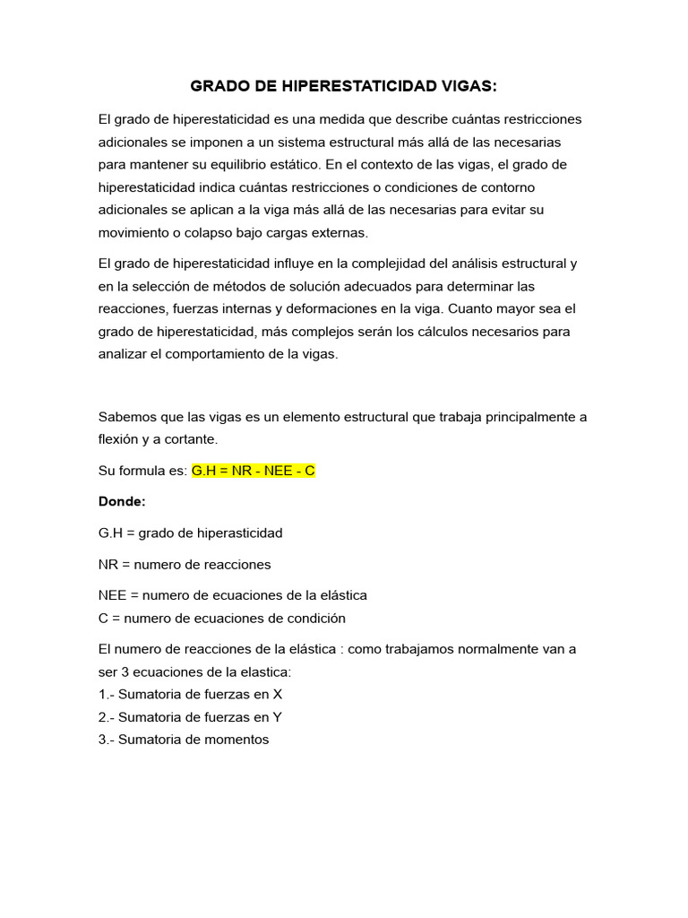 Grado de Hiperestaticidad Vigas, Porticos y Armaduras | PDF | Viga ...