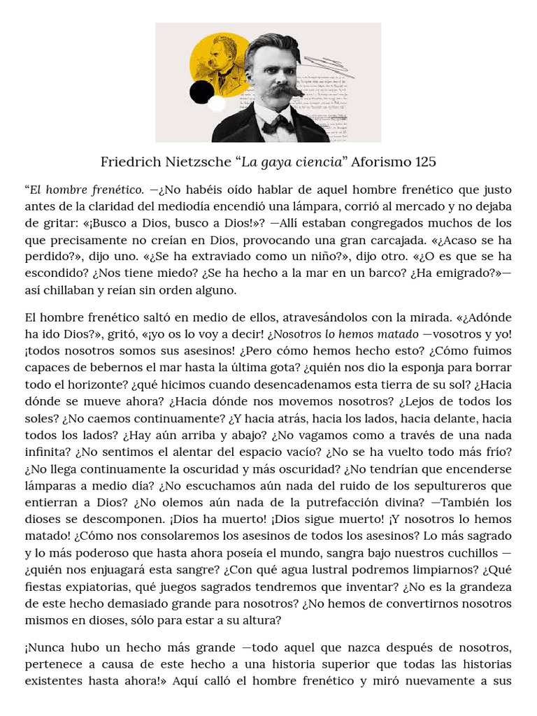 Nietzsche. Aforismo 125 | PDF | Arte | Religión y espiritualidad
