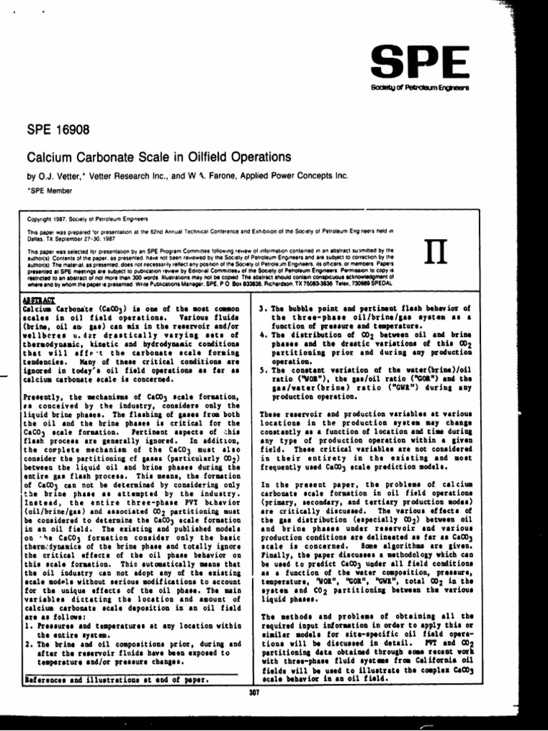 SPE 16908 Calcium Carbonate Scale in Oilfield Operations: and by ...