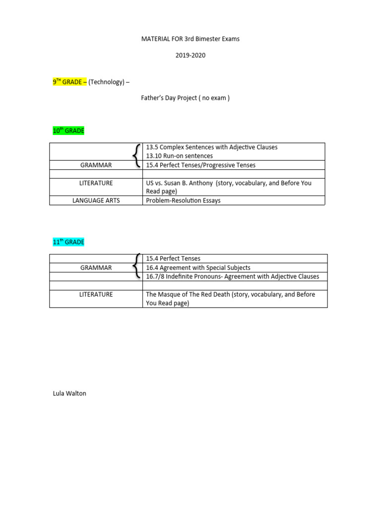 9th-11th Grade Exam Materials 2019-2020 | PDF | Language Arts & Discipline